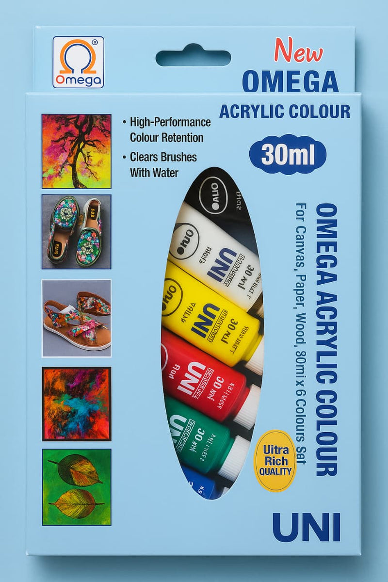 Omega Acrylic Colour Set – 30ml x 6 Ultra Rich Quality Tubes [IP ...