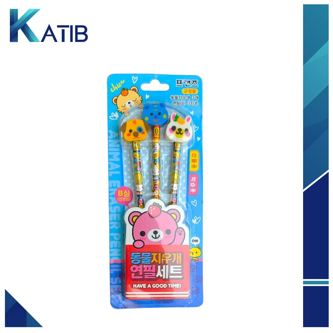 Beautiful Design Eraser Cap HB Wooden (3 Pencils Pack) [PD] – KATIB ...