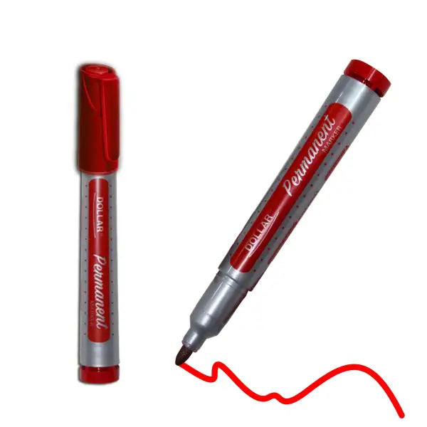 Dollar Round Tip Permanent Marker 5mm Red [PD][1Box] – KATIB - Paper ...