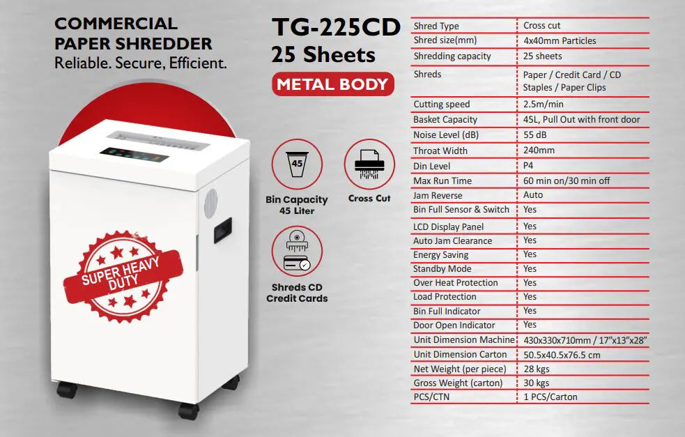 Target TG-225CD 25-Pages Cross-Cut Paper/Card/CD Heavy Duty Commercial ...